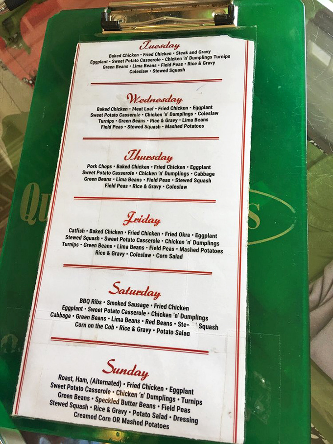 This isn't just a menu; it's a roadmap to happiness. Notice how "Fried Chicken" appears every single day? That's not coincidence, folks.