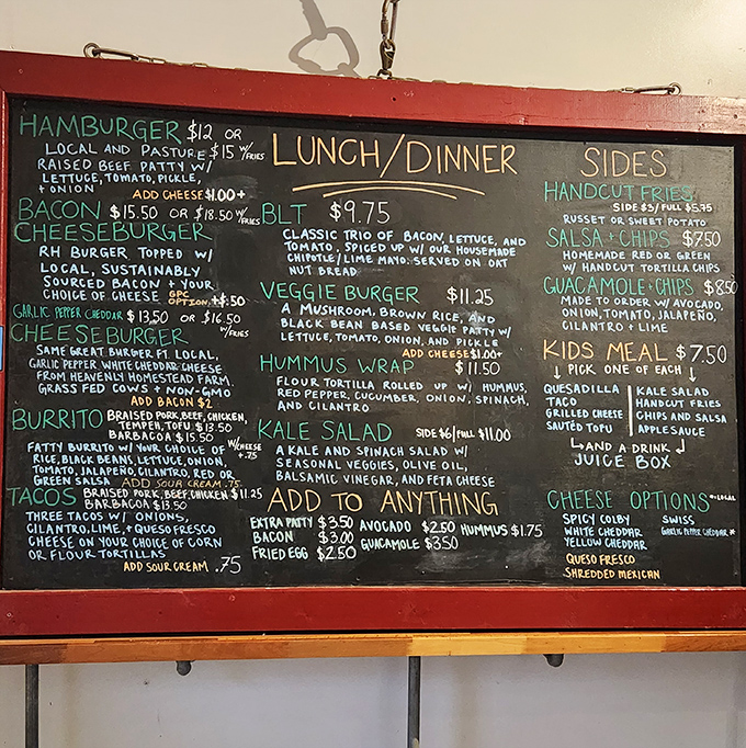A chalkboard menu that reads like a love letter to local ingredients &ndash; each item promising its own delicious adventure.