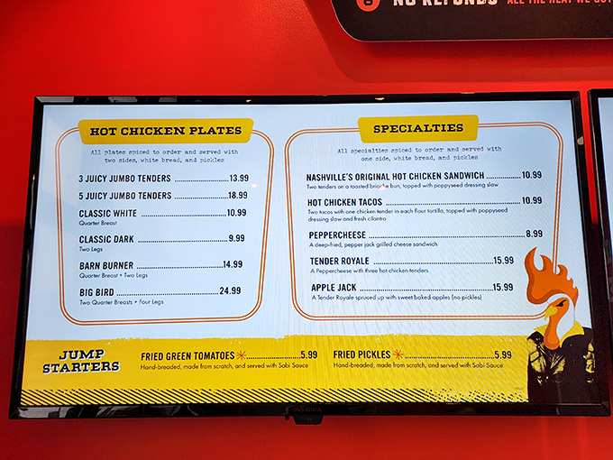 The menu board reads like a heat index, from "mild" for beginners to "XX Hot" for those with asbestos tongues.