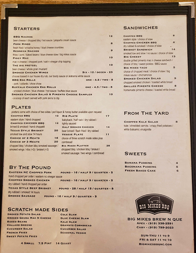 This menu isn't just a list of food&mdash;it's a roadmap to happiness. The Texas-style brisket calls my name every time.