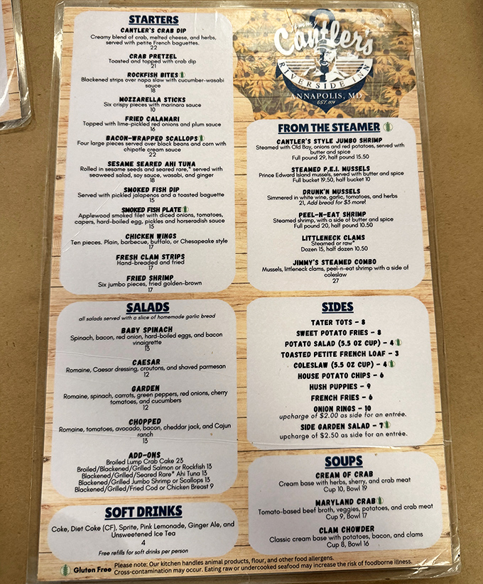 A menu that reads like a love letter to the Chesapeake Bay. Decision paralysis has never been so delicious.