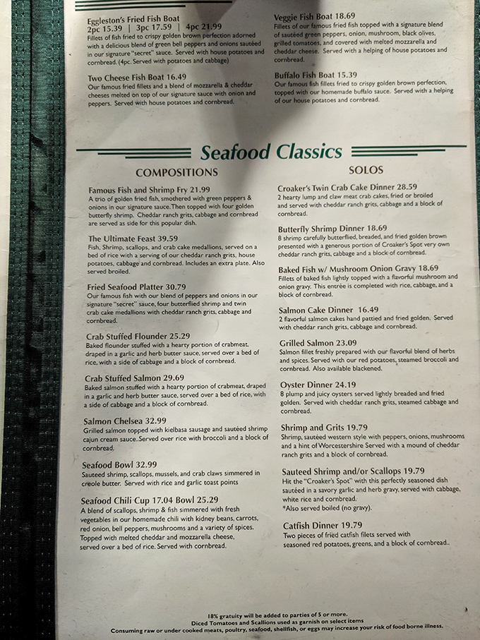 This menu isn't just a list of dishes; it's a roadmap to seafood nirvana. The hardest part? Choosing just one destination.