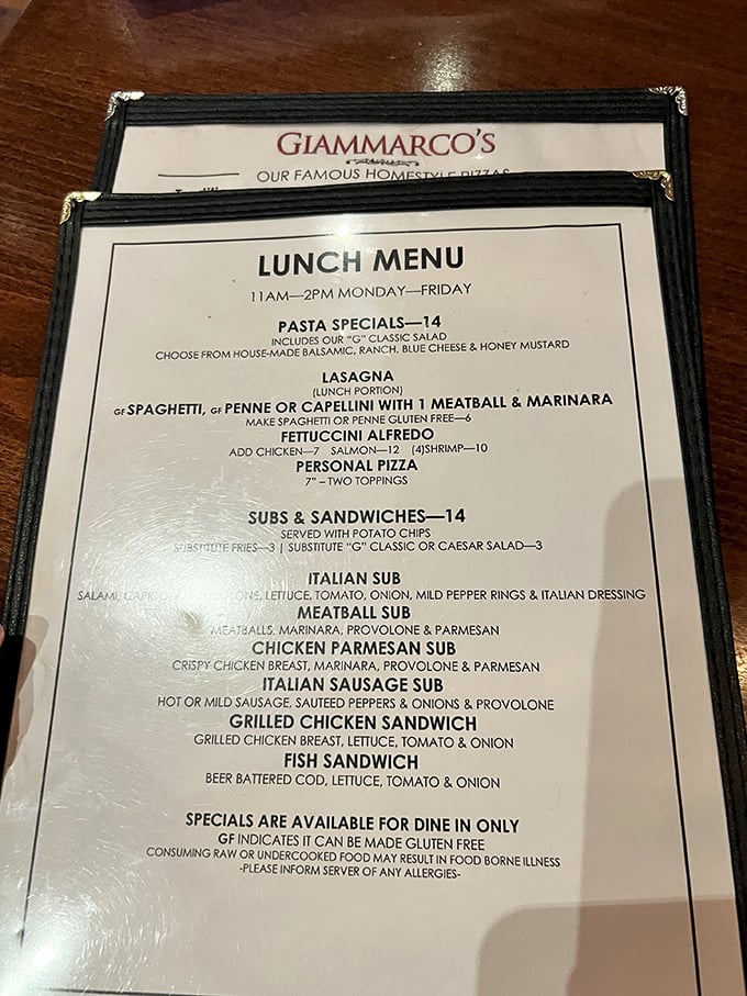 The lunch menu reveals the true character of any Italian restaurant. Giammarco's lineup of classics tells you they're serious about their craft.