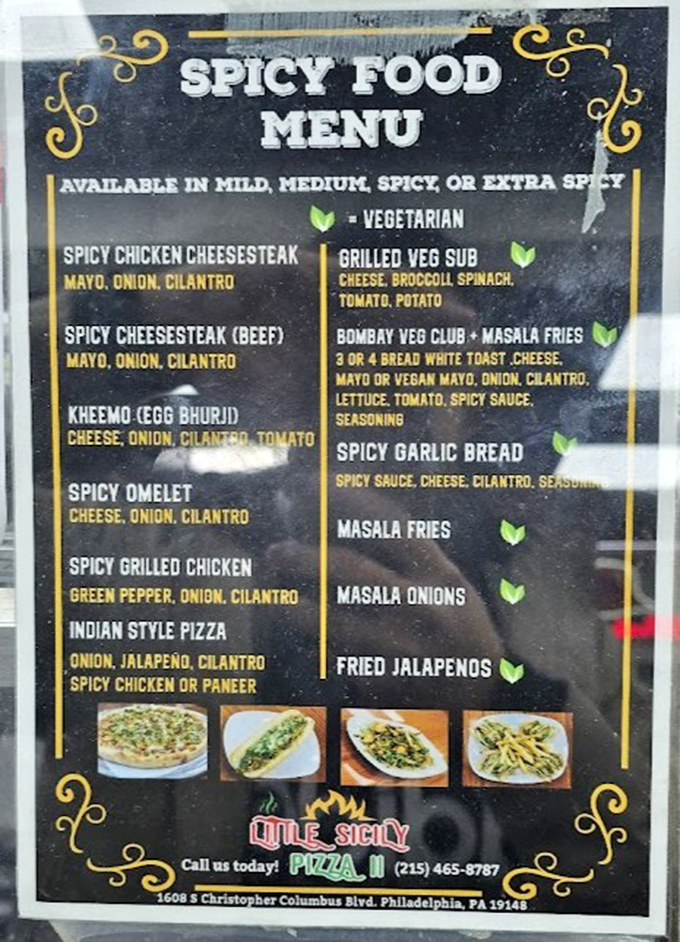 The spicy food menu is where culinary worlds collide &ndash; Indian flavors meet Philadelphia classics in a beautiful cross-cultural food romance.