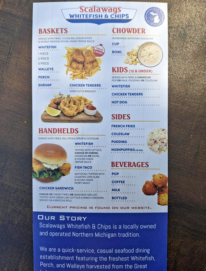 A menu so straightforward it's practically a relief in today's world of pretentious food descriptions. Just point, order, and prepare for Great Lakes seafood nirvana.