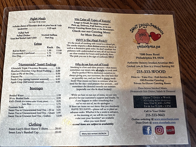 The menu reads like a love letter to smoked meats &ndash; no fancy descriptions needed when the food speaks this eloquently for itself.