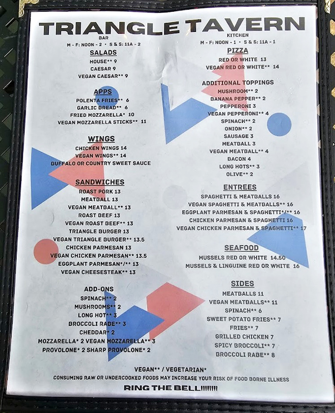 The menu tells the whole story: traditional Italian-American favorites alongside impressive vegan options. Democracy in dining, Philadelphia-style.