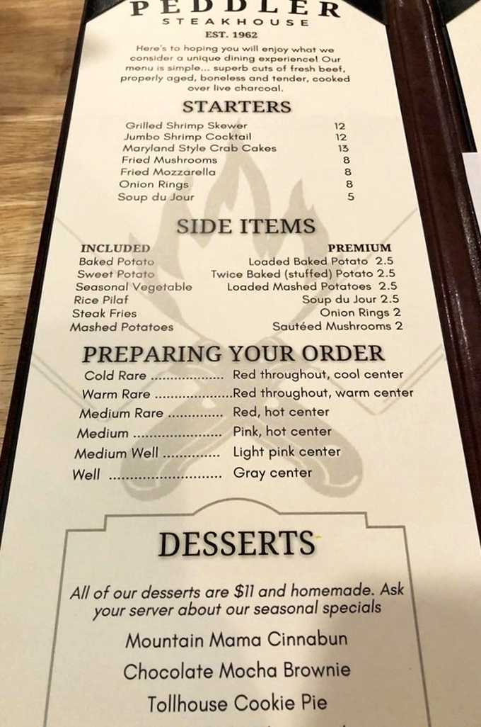 The menu reads like a love letter to beef, with desserts that cost less than your morning latte.