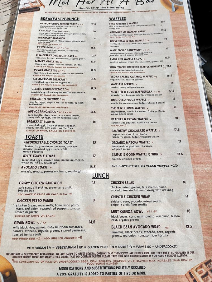 The menu reads like a love letter to brunch, with prices that won't require a loan officer.