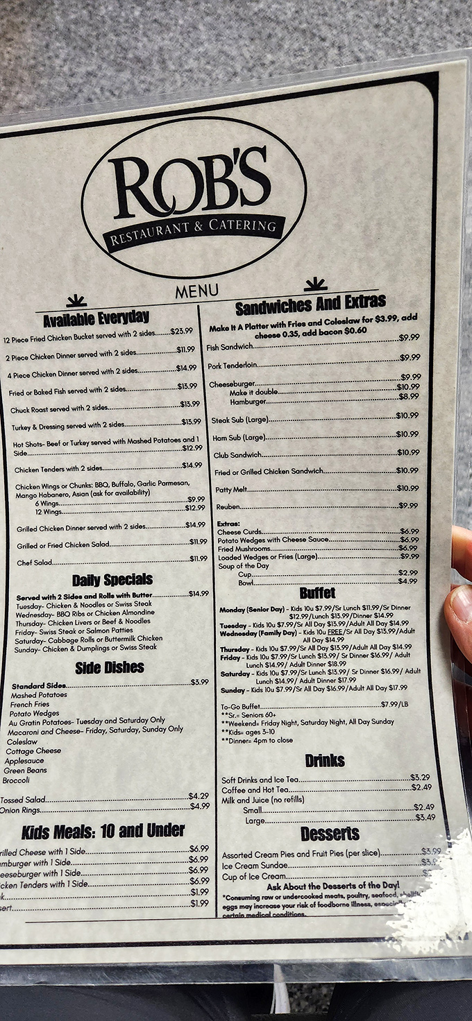 A menu that reads like a love letter to Midwest comfort food. Saturday's cabbage rolls get top billing, but don't sleep on those Tuesday au gratin potatoes.