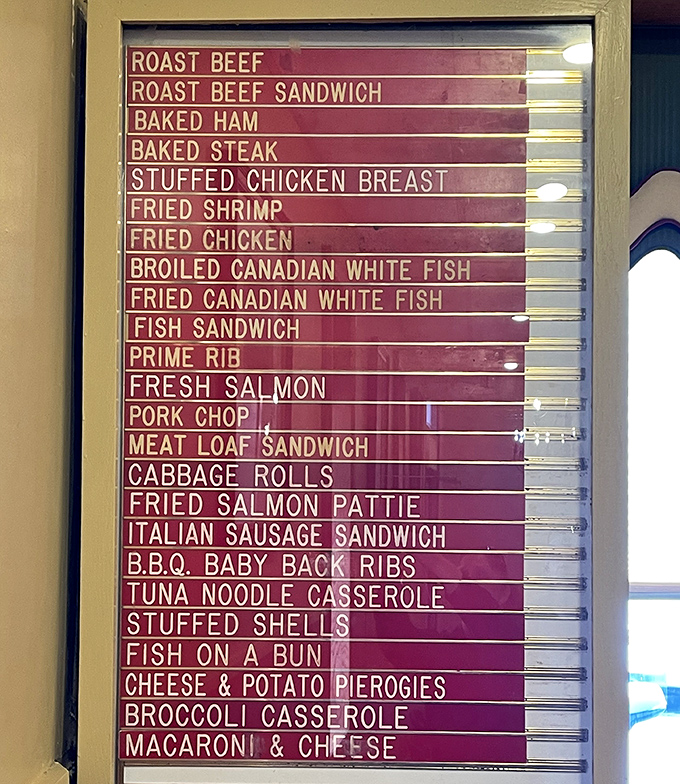 This menu board reads like a love letter to everything your mother used to make, only better.