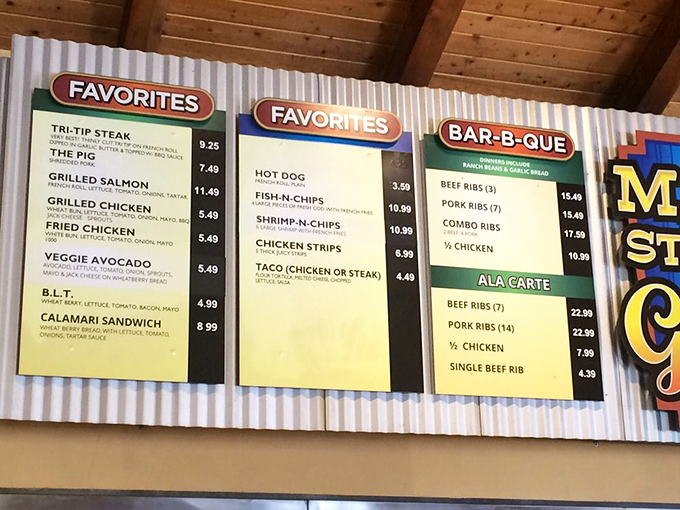 That menu board reads like a love letter to everything good about California barbecue.