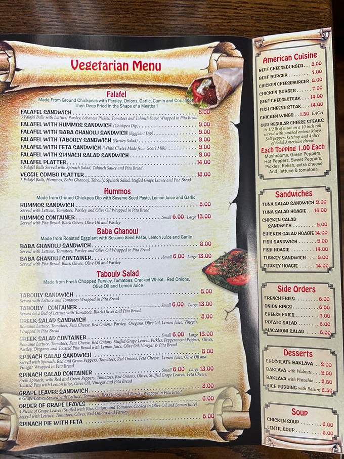 The menu reads like a love letter to Middle Eastern cuisine, with prices that won't require a second mortgage.