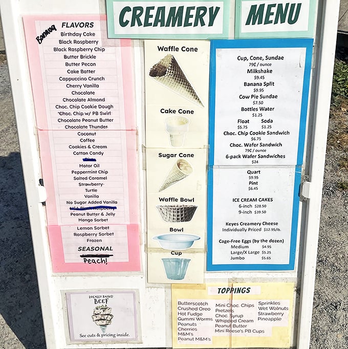 Life's important decisions written in chalk&mdash;one scoop or two? The answer is always "yes" at this farmstead haven.