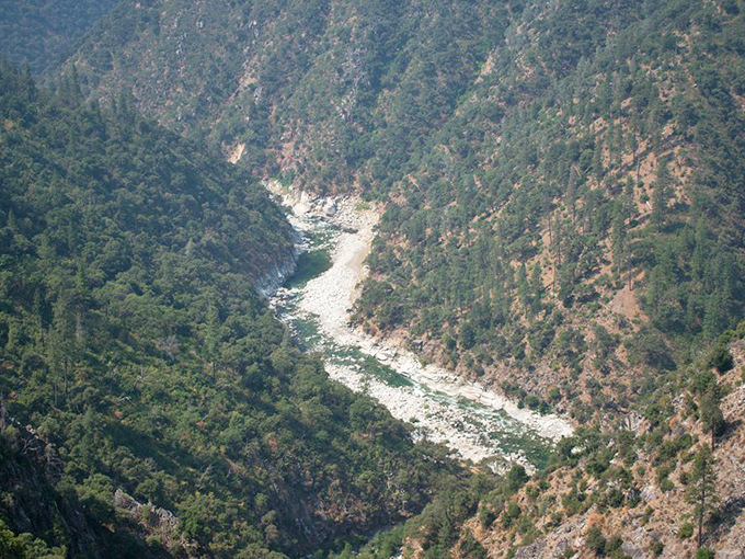After all that falling, the water needs somewhere to go. The Middle Fork Feather River carves through the canyon with artistic precision.