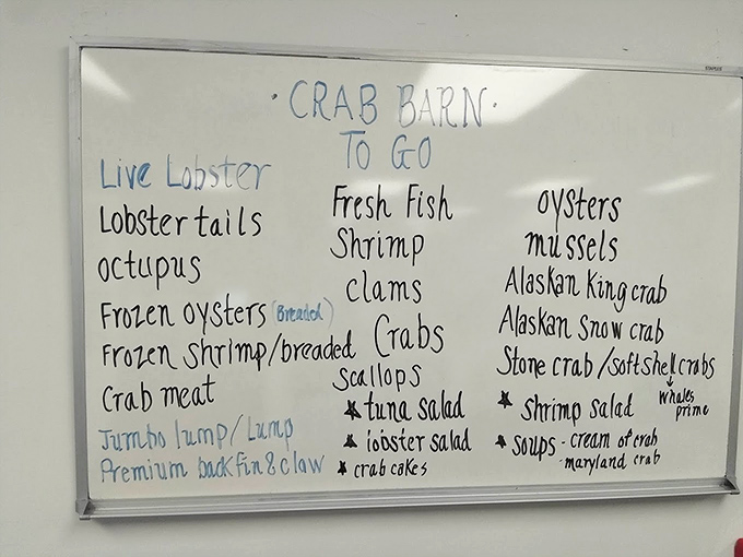 This handwritten menu board isn't just a list&mdash;it's a treasure map where X marks the spot for jumbo lump crab meat.