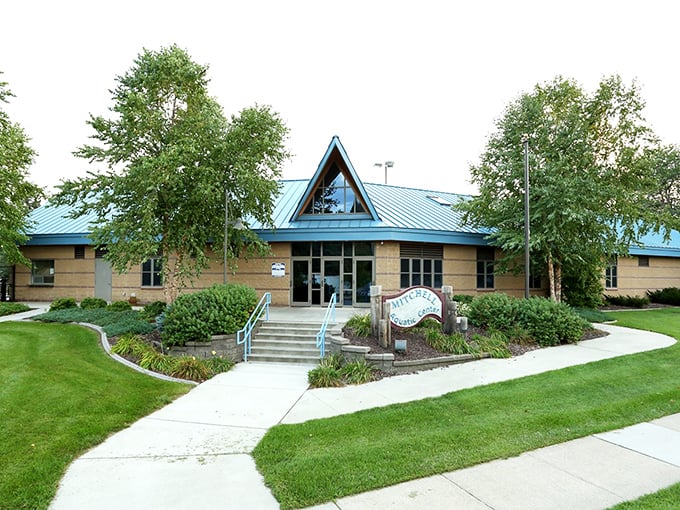 The Mitchell Aquatic Center's distinctive architecture makes a splash, offering respite when the prairie sun gets a little too friendly.