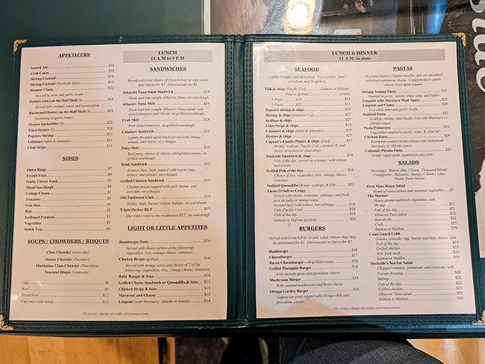 The menu reads like a love letter to the ocean, with seafood options that'll have you planning your next visit before you've finished your first bite.