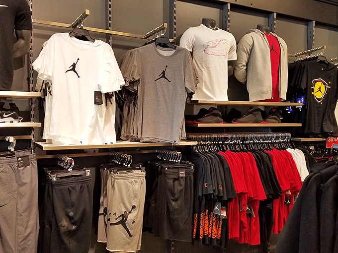 The Jordan display that makes every dad think, "Maybe I could still dunk if I had the right shoes." Spoiler alert: the shoes aren't the problem.