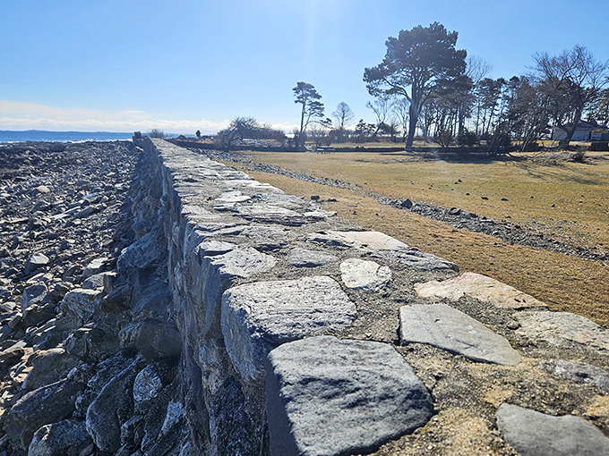 Ancient stone walls at Odiorne Point tell silent stories of New England's past while guarding the meeting point of land and sea.