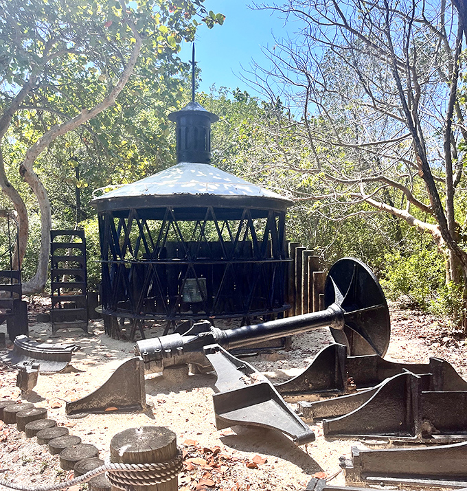 This isn't just old equipment&mdash;it's maritime history you can touch. The lighthouse's original fog bell mechanism rests like a retired superhero enjoying the Florida sunshine.