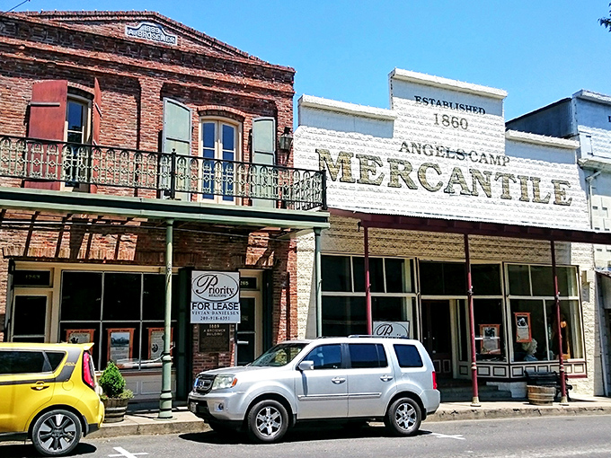 The Angels Camp Mercantile building stands proudly since 1860, a testament to when "shopping local" wasn't a trend—it was your only option.