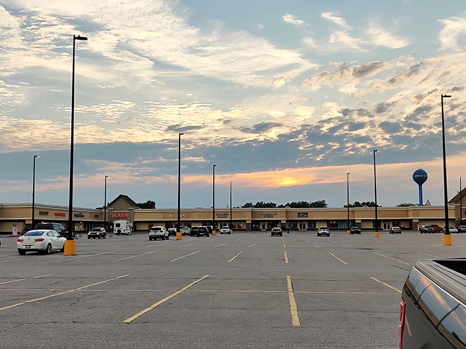 Sunset shopping has its own magic. As the day winds down, the hunt for deals continues under Michigan's colorful evening sky.