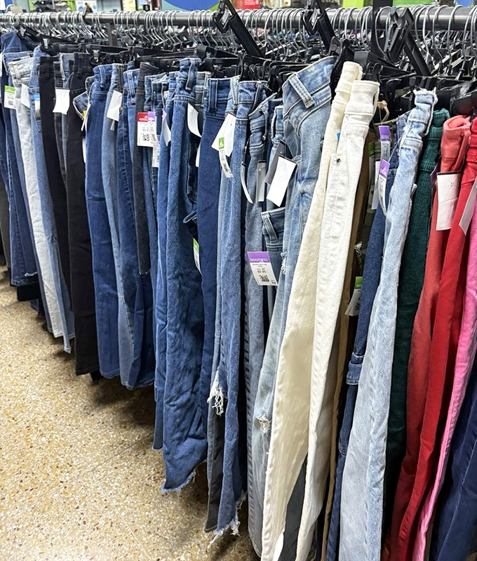 The denim rainbow awaits! Every shade, style, and size imaginable lines these racks&mdash;your perfect pair is hiding somewhere in plain sight.