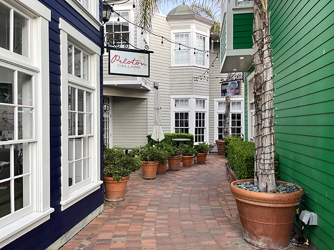 Hidden passageways lead to delightful discoveries. This charming alley of Avila Beach showcases the town's colorful character and inviting boutique spaces.