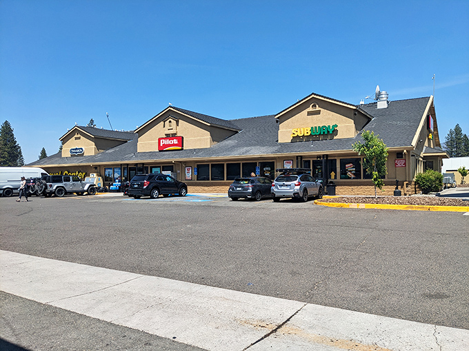 Not just a pit stop, but civilization's outpost. The Pilot Travel Center offers everything from hot coffee to forgotten toothbrushes for mountain-bound travelers.