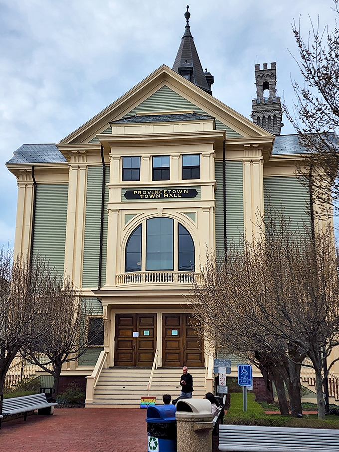 Provincetown Town Hall stands proud, reminding everyone that even small towns deserve architecture that makes a statement.