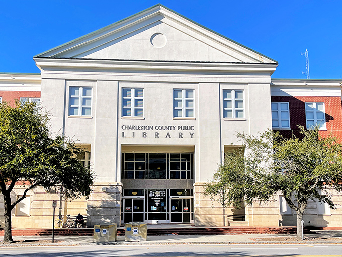 Even the public library in Charleston has architectural ambitions. This classical facade houses literary treasures while giving government buildings everywhere an inferiority complex.