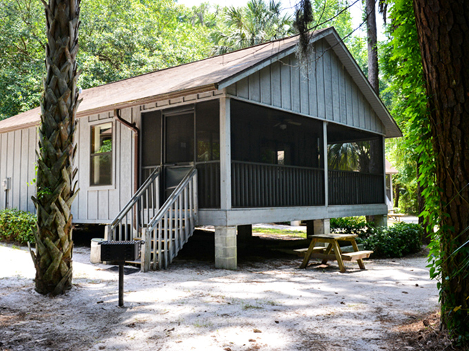 These rustic cabins offer all the charm of camping with the crucial bonus of actual walls between you and Florida's enthusiastic mosquito population.