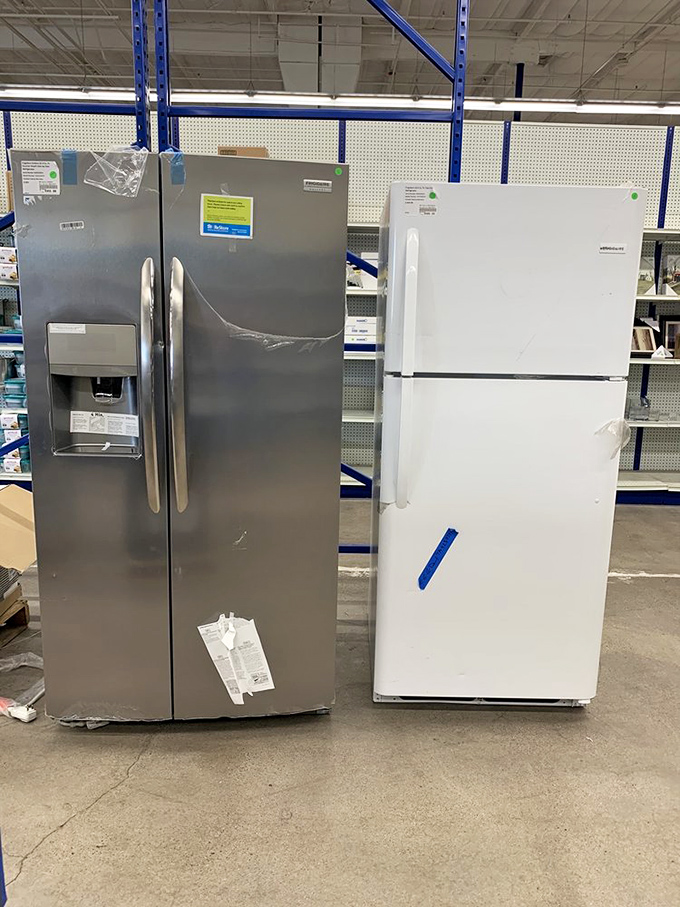 The refrigerator section: where your kitchen upgrade doesn't require a second mortgage. These cooling giants stand ready for their second act in someone's home story.