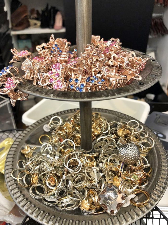 Jewelry displayed like a treasure chest from a stylish pirate's collection. These gems won't require selling your car to afford them.