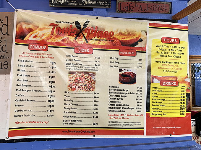 The menu board tells the whole delicious story&mdash;combos, sides, and that magical phrase: "Gumbo available every day!" Some promises are worth traveling for.