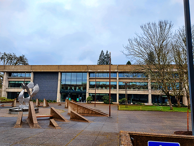 Salem Public Library stands like a modernist temple to the radical idea that knowledge should be free and air-conditioned.