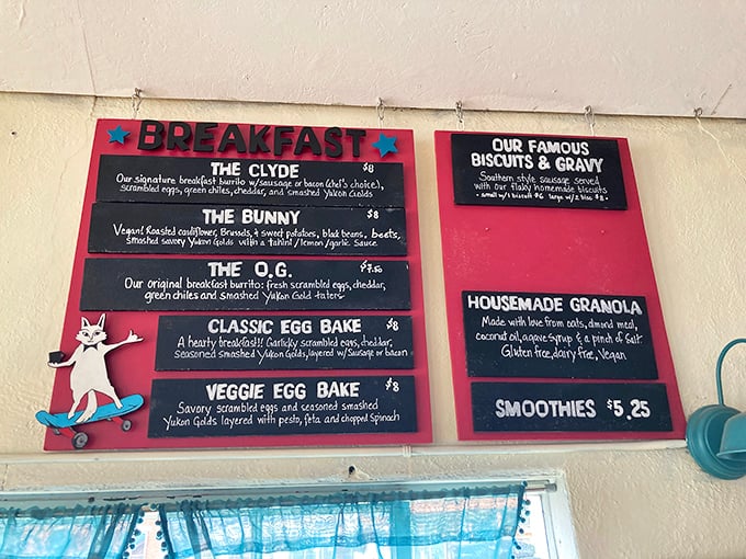 The menu board tells the delicious truth: "Our Famous Biscuits & Gravy" isn't marketing hyperbole—it's a promise they deliver on with every plate.