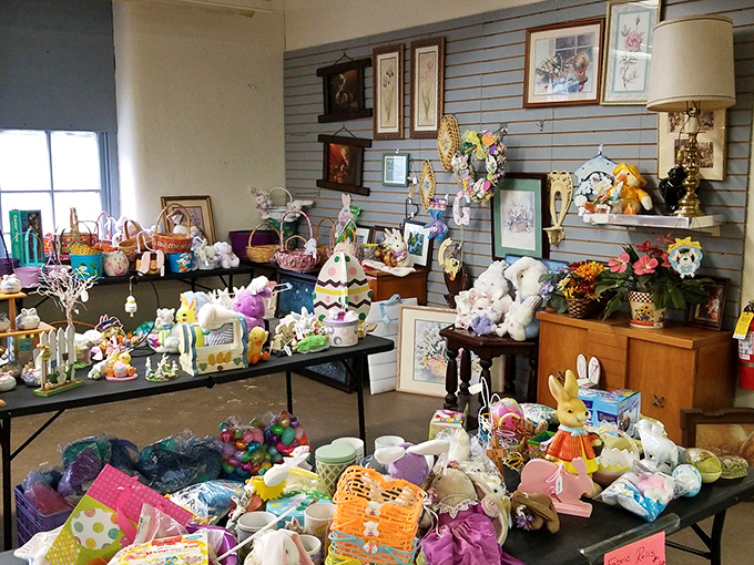 Easter bunnies and spring decor galore! This seasonal corner transforms throughout the year like your neighbor who goes all-out for every holiday.