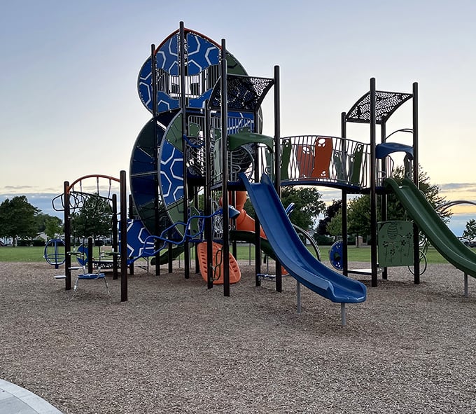 This playground isn't just equipment&mdash;it's childhood dreams engineered in blue and green. Lake Erie's future sailors start their adventures here.