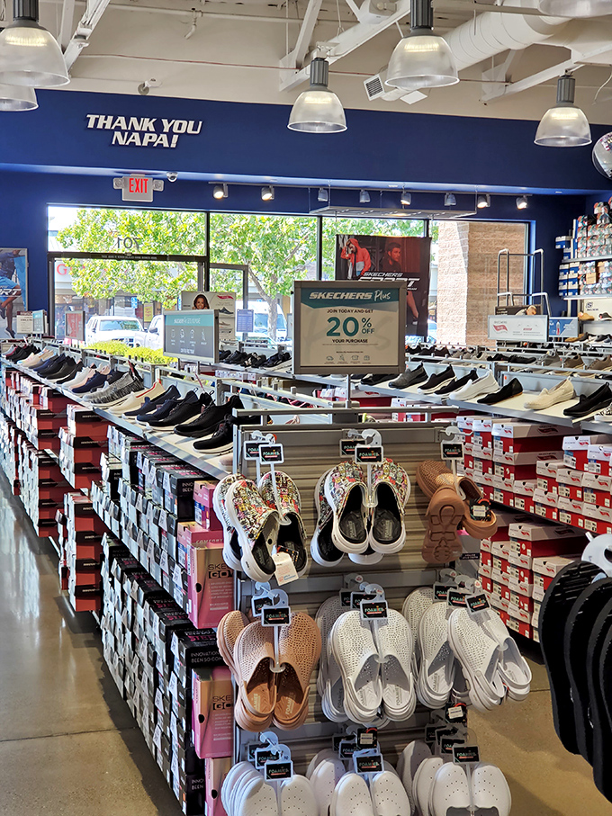 The Skechers store's "Thank You Napa!" sign feels like gratitude for your patronage, but your feet will be the ones truly thankful after slipping into these discounted comfort machines.