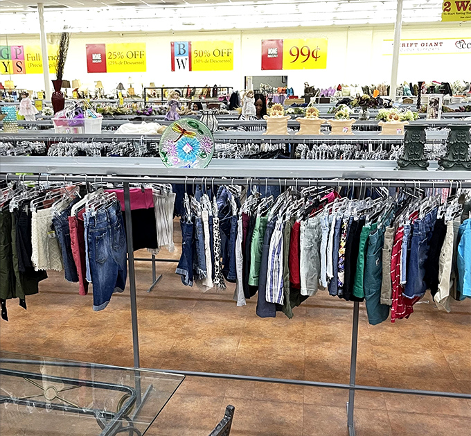 The color-coded tag system adds another layer of thrill to the hunt—blue tags on Tuesday might just make that designer find even sweeter.