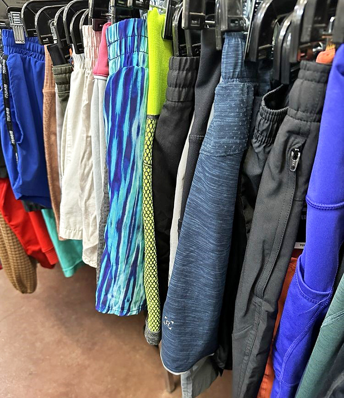 The shorts section alone could outfit a small nation. That tie-dye number in the middle is practically screaming "summer barbecue hero."