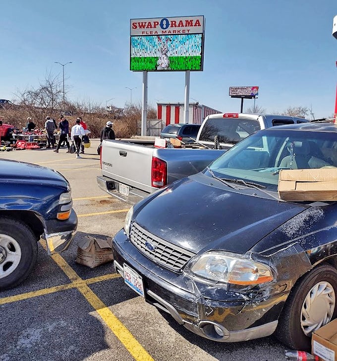The digital marquee beckons shoppers like a Vegas sign, minus the gambling (unless you count taking a chance on that "slightly used" power tool).