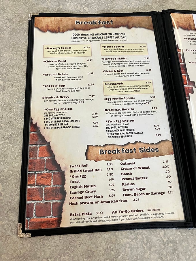 The breakfast menu reads like a love letter to morning indulgence, with options ranging from "just woke up" simple to "planning to skip lunch" hearty.