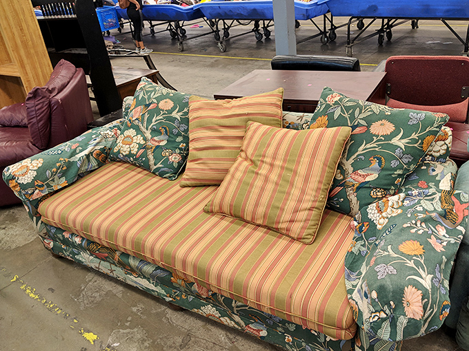 This floral couch has stories to tell, and at these prices, you can afford to listen.