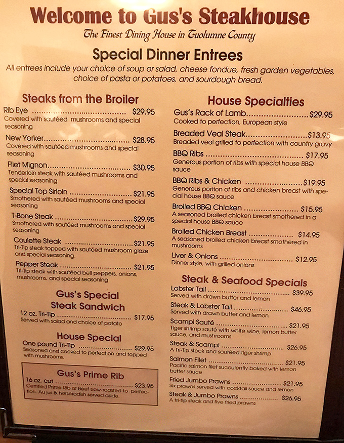 This menu isn't just a list of options&mdash;it's a roadmap to carnivorous bliss, with prime rib as the ultimate destination.