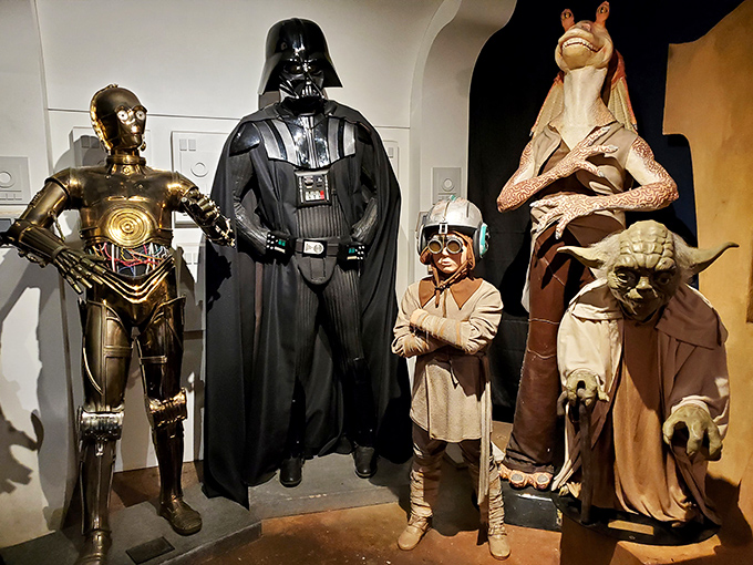 The Force is strong with this Star Wars lineup. Darth Vader towers over his companions, silently judging your unironed t-shirt from a galaxy far, far away.