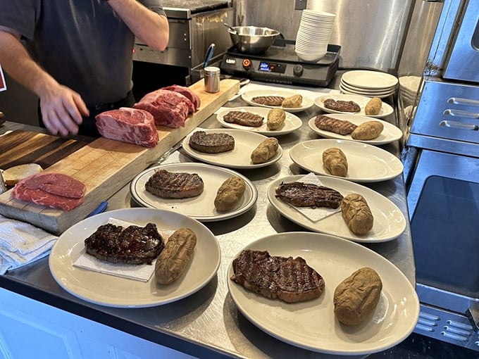 Meat paradise in its purest form. Each plate awaiting its rightful owner like Cinderella's slipper, but with more sizzle.