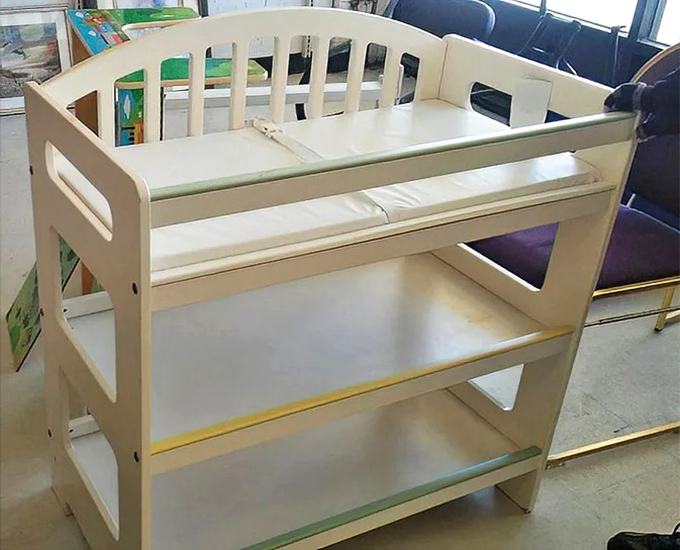 Baby furniture that's barely been babied. This changing table has seen fewer diaper disasters than most new parents see in a week.